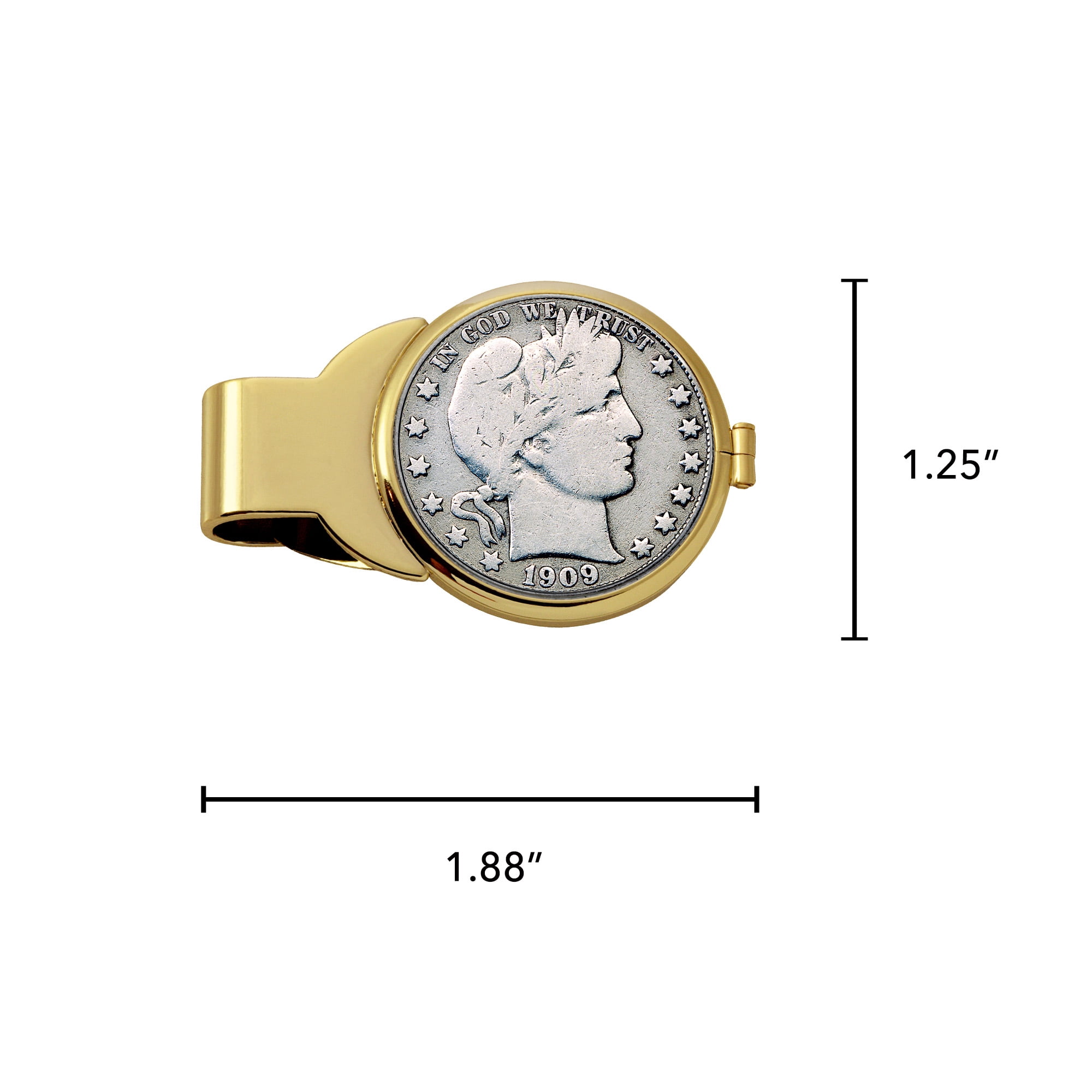 Currency Holder Silver Barber Half Dollar Coin Money Clip - Genuine U.S ...