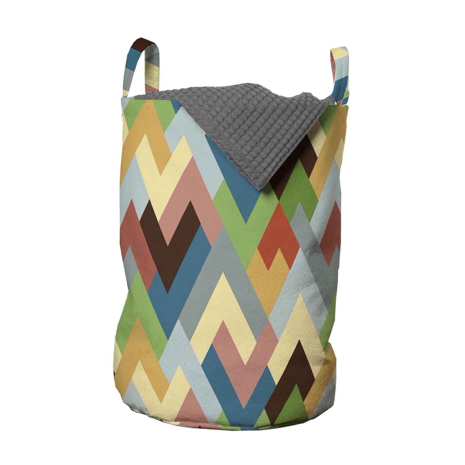 Geometric Laundry Bag, Retro Style Inspired Intersected Zigzag Shaped ...