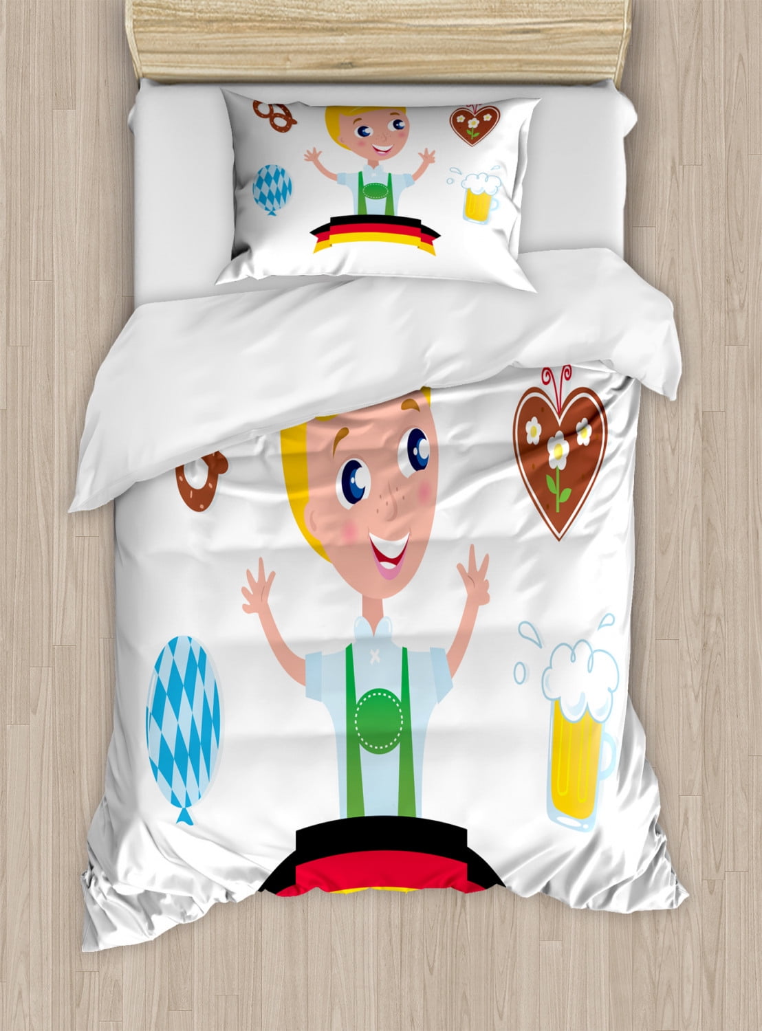 German Twin Size Duvet Cover Set, Bavarian Boy with Blonde Hair with ...