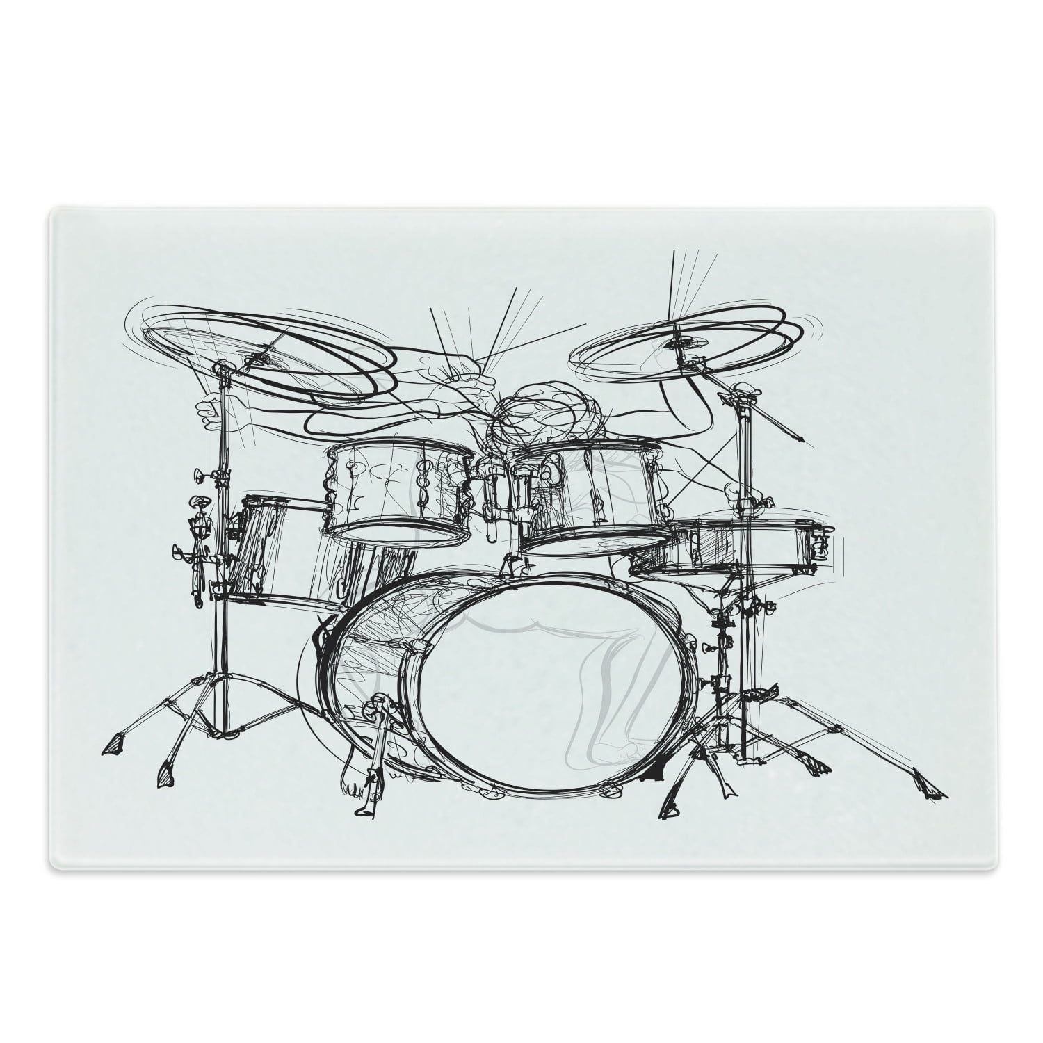 Rock Music Cutting Board, Doodle Drawing Sketch Drummer Musical ...