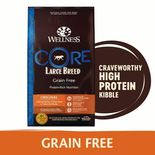 Wellness CORE Natural Grain Free Dry Dog Food, Large Breed, 12-Pound ...