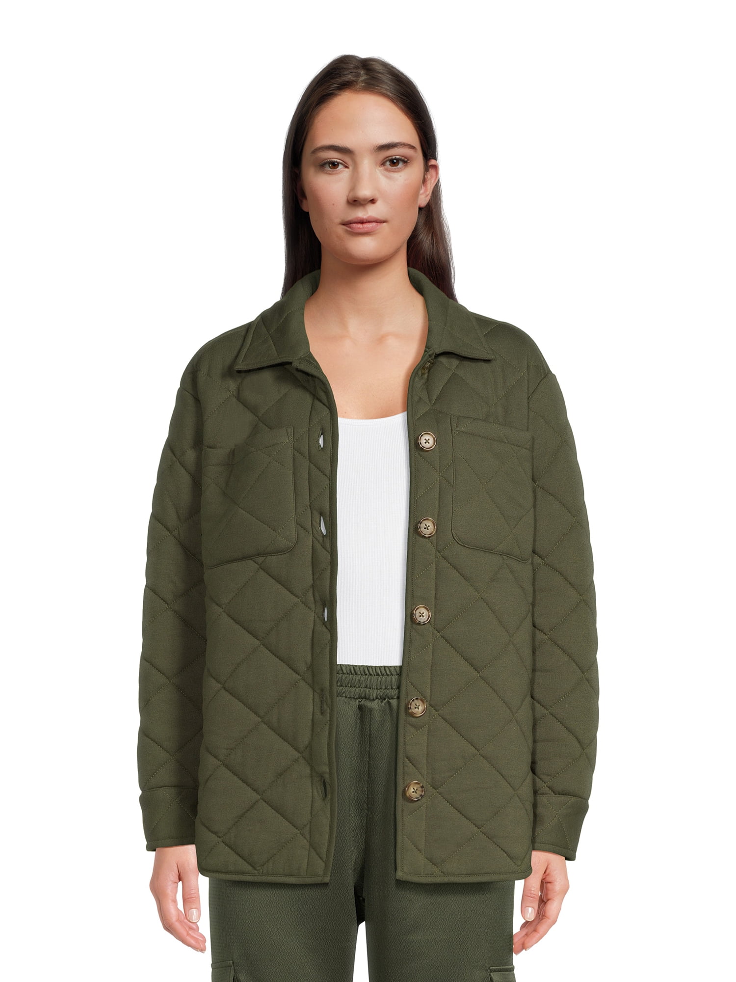 Time and Tru Women's Quilted Jersey Shacket, Sizes XS -XXXL - Walmart.com