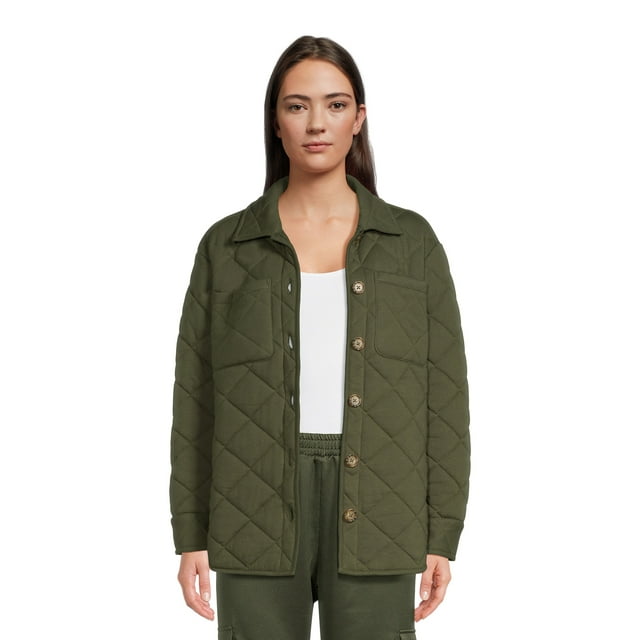 Time and Tru Women's Quilted Jersey Shacket, Sizes XS -XXXL - Walmart.com