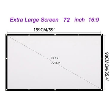 60/72/84/100/120/150 Inch Projector Screen, 16:9 High Contrast ...