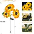 2Pcs Solar Powered Artificial Sunflower Lamp, Waterproof Ground Insert ...