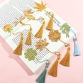 4Pcs Leaves Theme Book Marker with Tassels Hollow Metal Bookmarks Novel ...