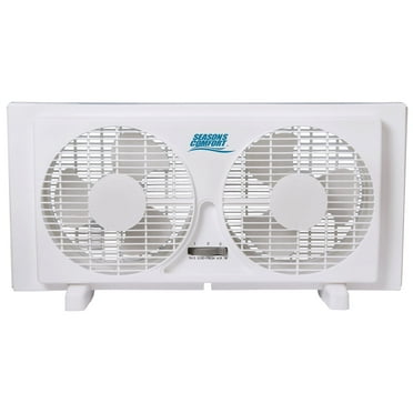 "Comfort Zone 9"" Powerful Duo 2-Speed Window Fan with 180° Adjustable ...