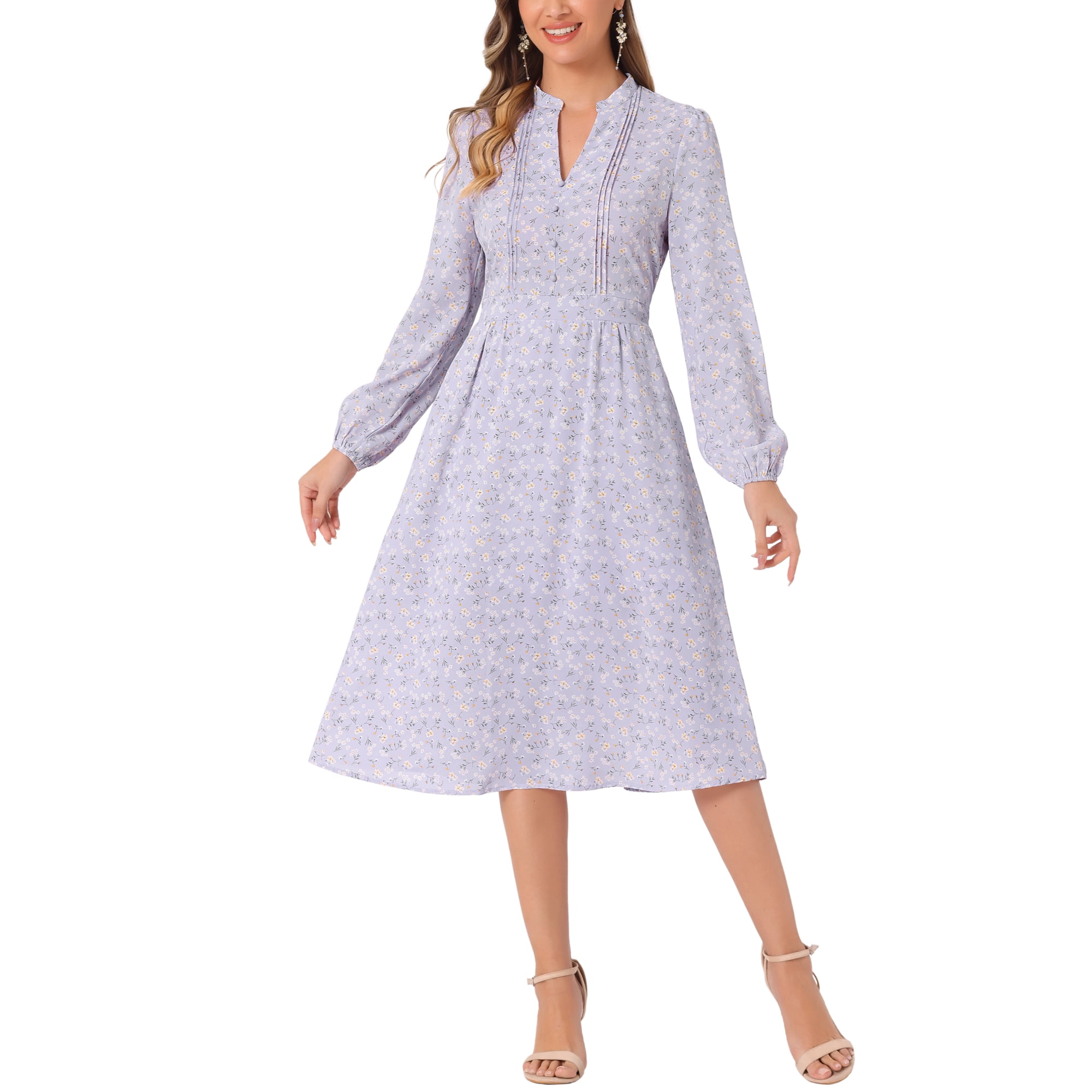 Click here for Inspire Chic Womens Floral Dress Long Sleeve V Nec... prices