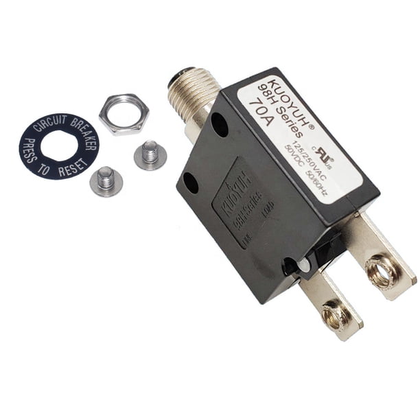 KUOYUH 70 Amp 125/250VAC 32/50VDC 98H Series Push-To-Reset Thermal ...