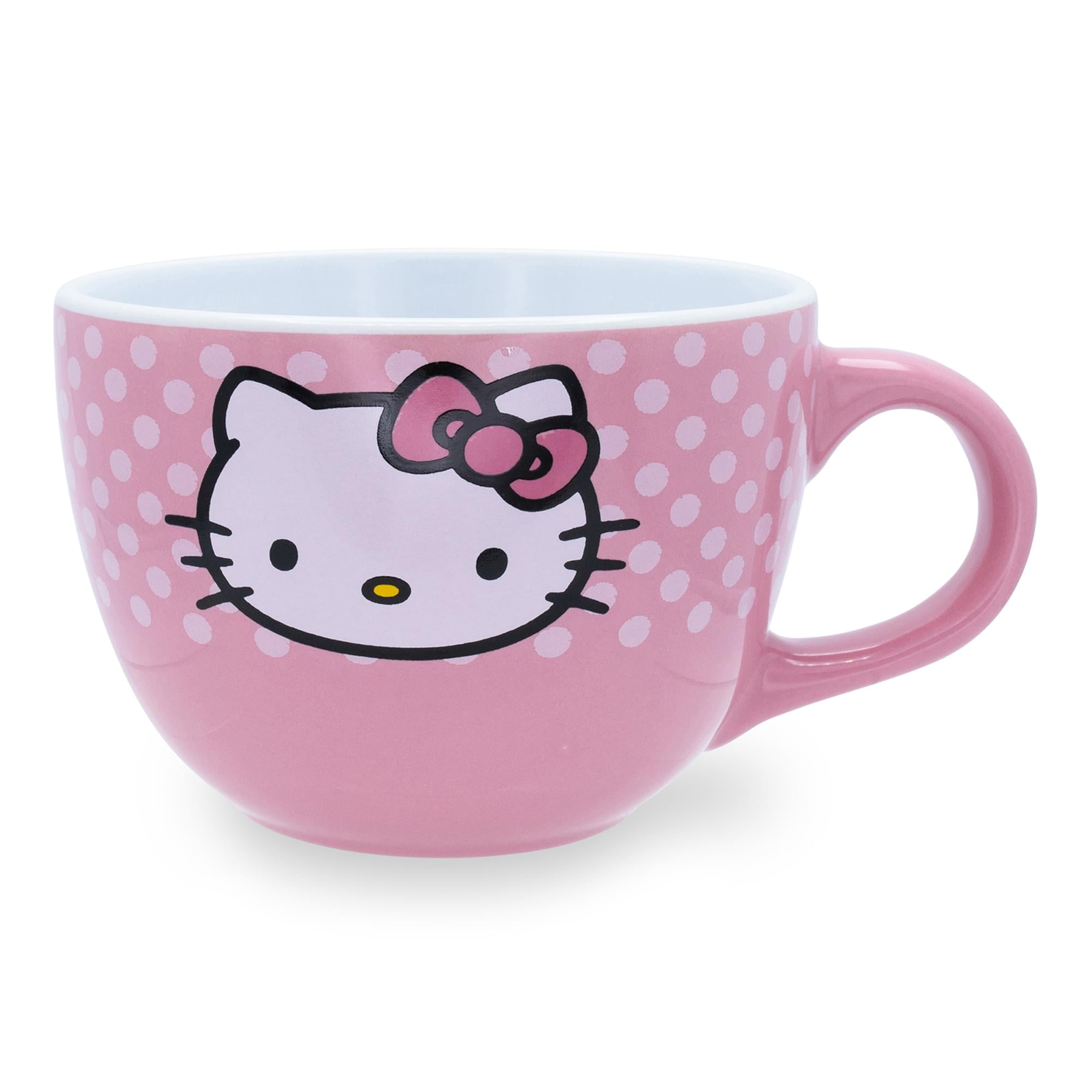 Sanrio Hello Kitty Pink Polka Dots Ceramic Soup Mug | Holds 24 Ounces ...