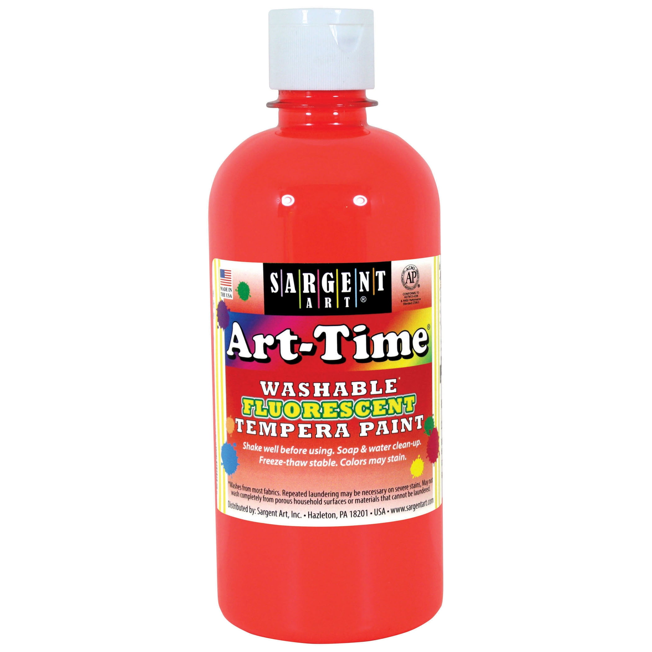 Sargent Art® Art-Time Washable Tempera Paint, 16oz, Fluorescent Red, 6 ...