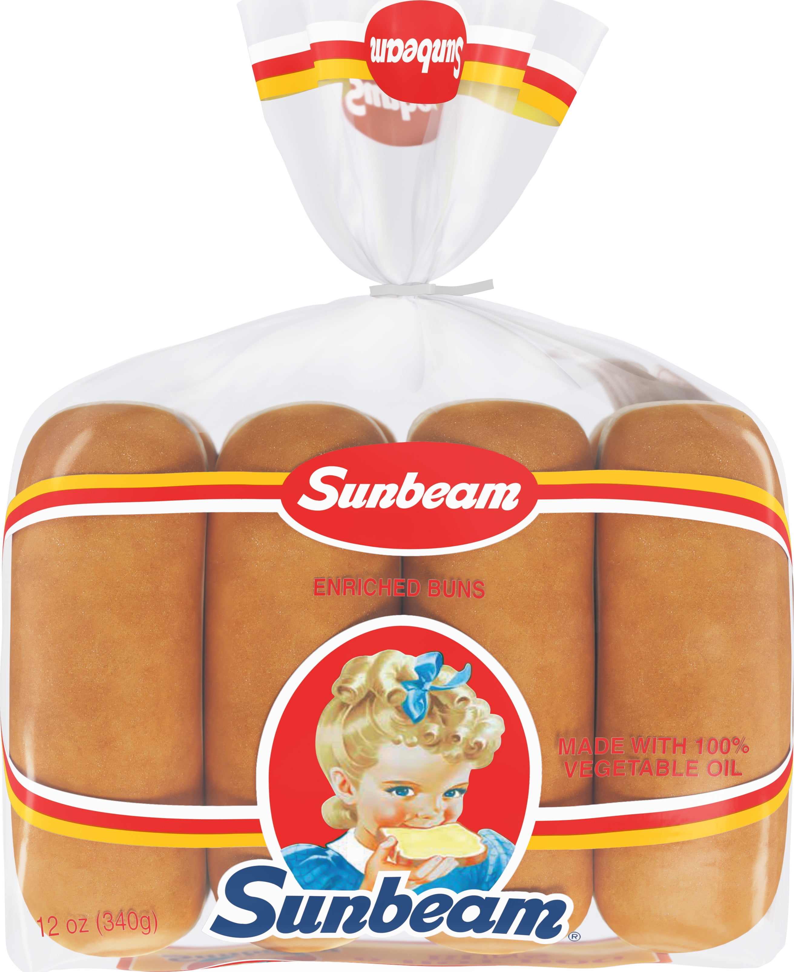 Sunbeam White Hot Dog Buns, 12 oz, 8 Count - Walmart.com