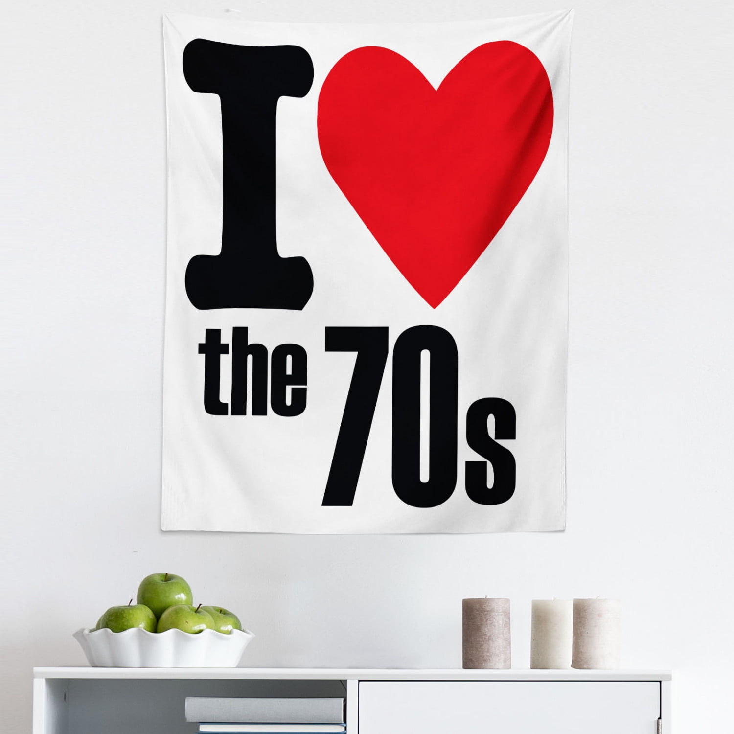Retro Tapestry, I Love the 70s Pictogram Party Card Inspired Retro ...