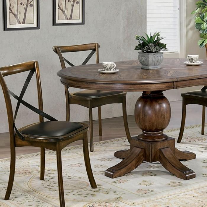 Transitional Light Oak & Espresso Solid Wood Dining Room Set 5pcs FOA ...