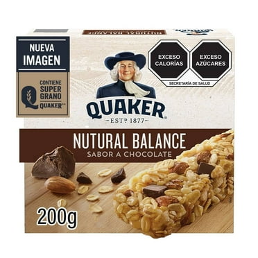 Barra de avena integral Quaker línea 0% sabor chocolate amargo 115 g ...