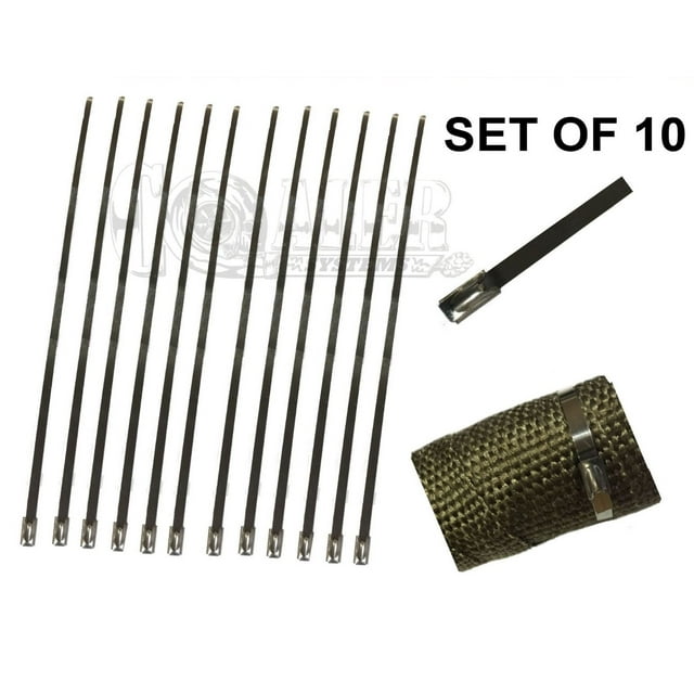12" 10 PCS STAINLESS CABLE ZIP TIE STRAPS CATBACK EXHAUST MUFFLER OR ...