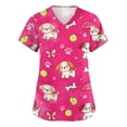 AHMOMEI S-5XL Plus Size Women Scrub Top Stretchy Cartoon Animal Print ...