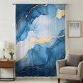 Blue Marble Sheer Curtains 63 Inch Length, Light Filtering Voile ...