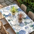 Blue Hydrangea Fitted Rectangle Tablecloth 30" x 60" Eucalyptus Leaves ...