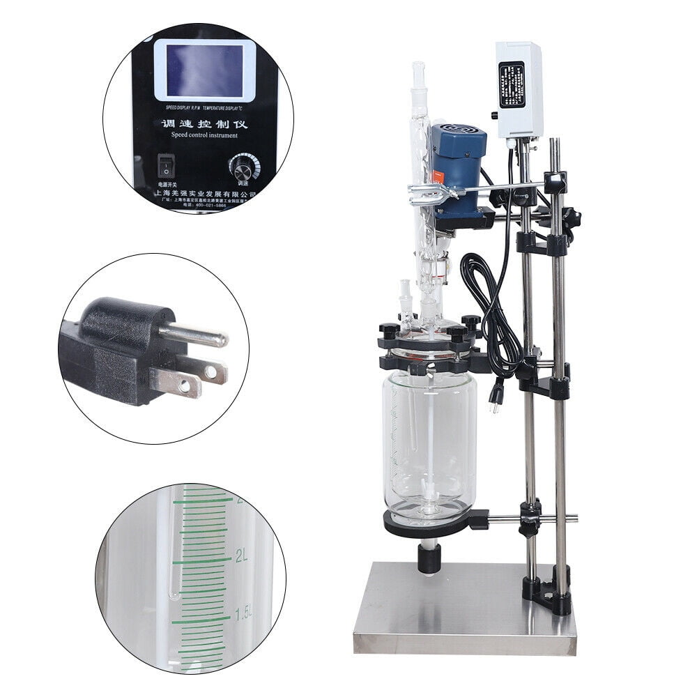 Glass Reactor 3L Double Jacketed Glass Reactor Lab Chemical Reaction ...