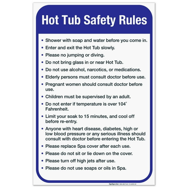 Hot Tub Safety Rules Sign, Pool Sign, - Walmart.com