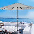9 Foot Outdoor Patio Umbrella with 8 Ribs Push Button Tilt and Crank ...