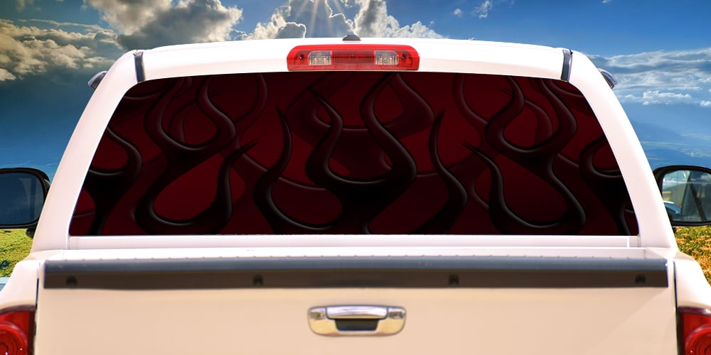 DARK FLAMES Rear Window Graphic back truck decal suv view thru vinyl ...