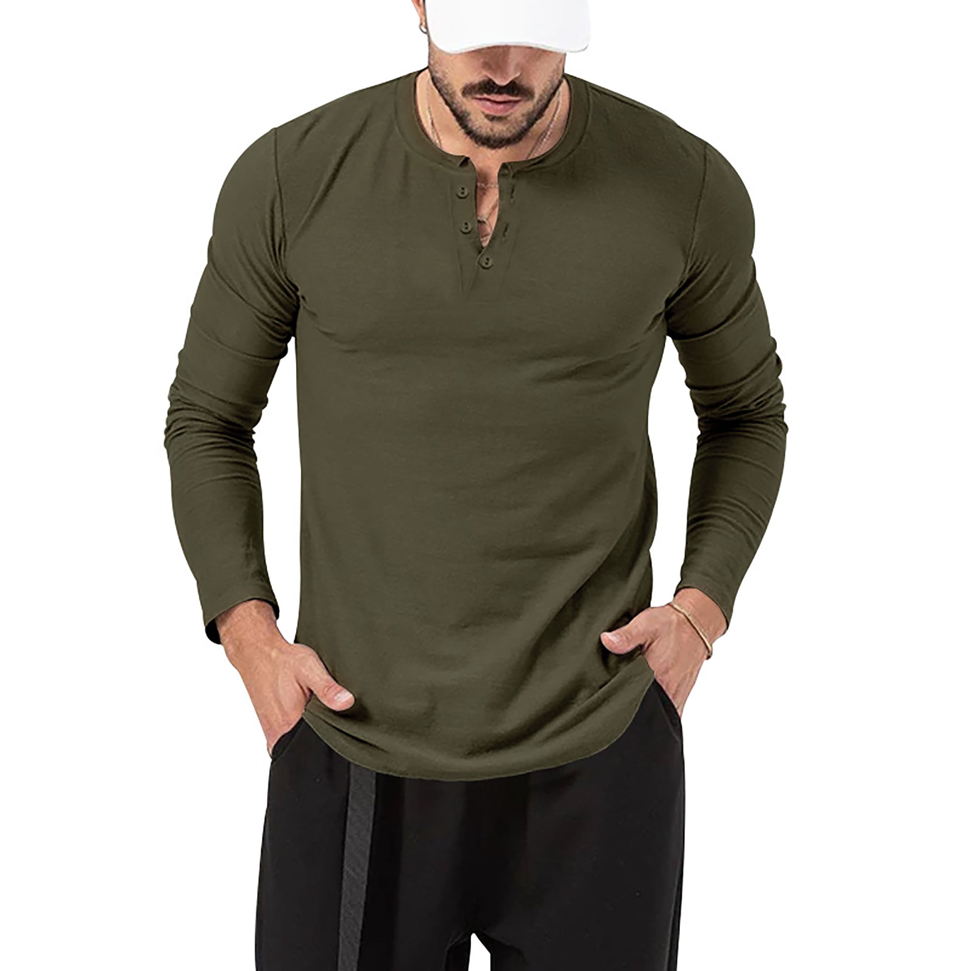 Click here for Ukap Mens T-Shirts Crew Neck Henley Shirt Long Sle... prices