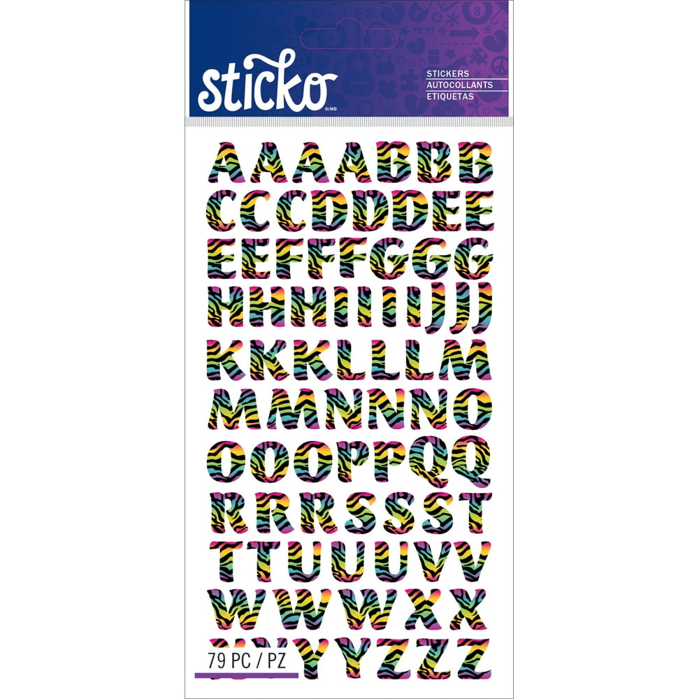 Sticko Alphabet Stickers-Zebra Print - Walmart.com - Walmart.com