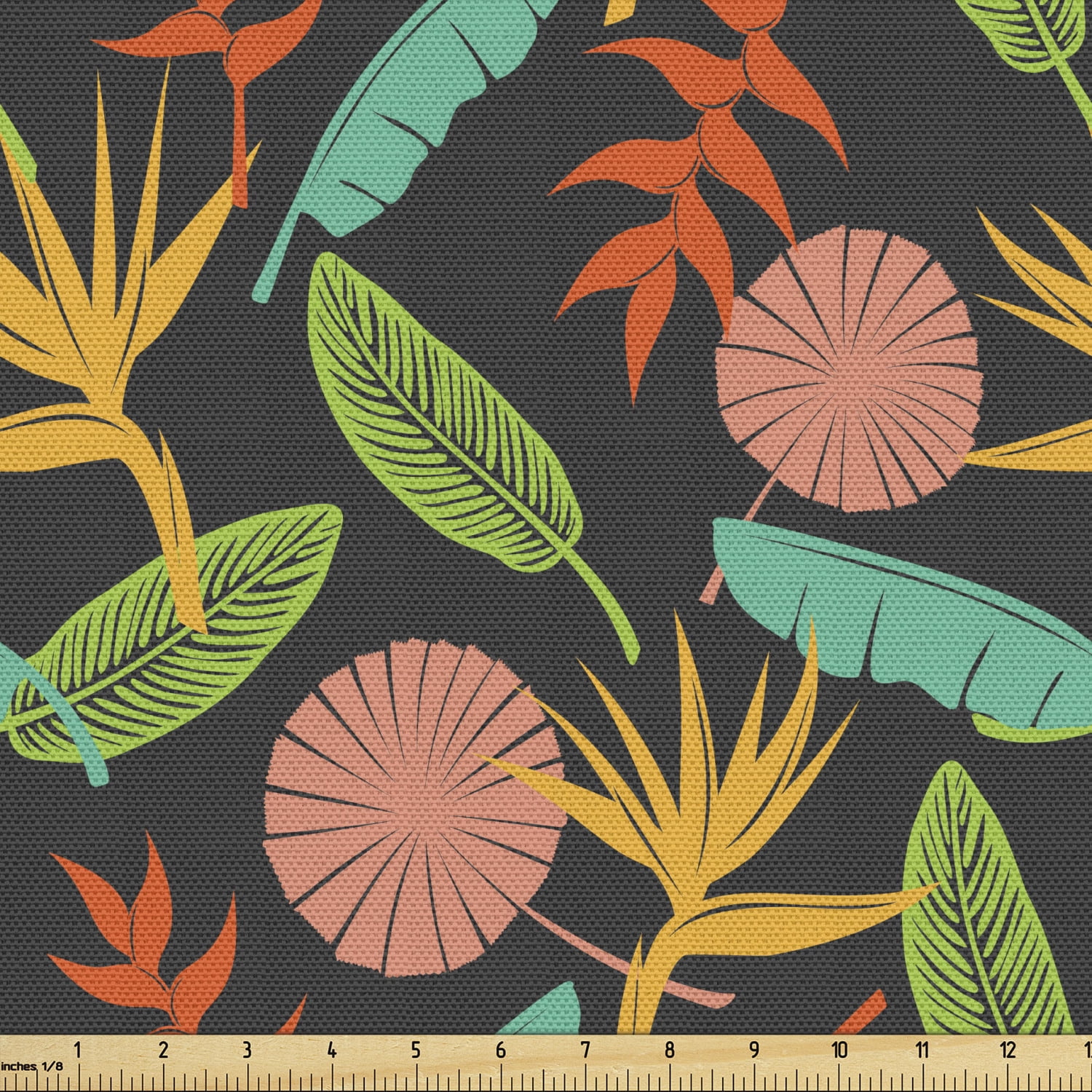 Tropical Fabric by the Yard, Abstract Exotic Botany of Bird of Paradise ...