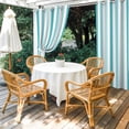Aqua Gradient Stripes Outdoor Curtains for Patio, Minimalist Abstract ...