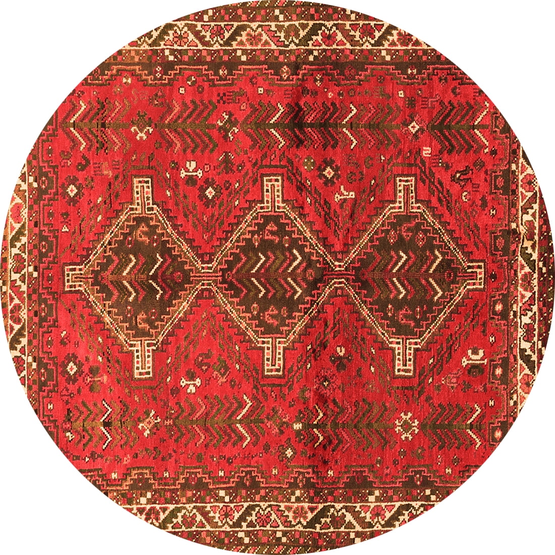 Ahgly Company Indoor Round Persian Orange Traditional Area Rugs, 8 ...