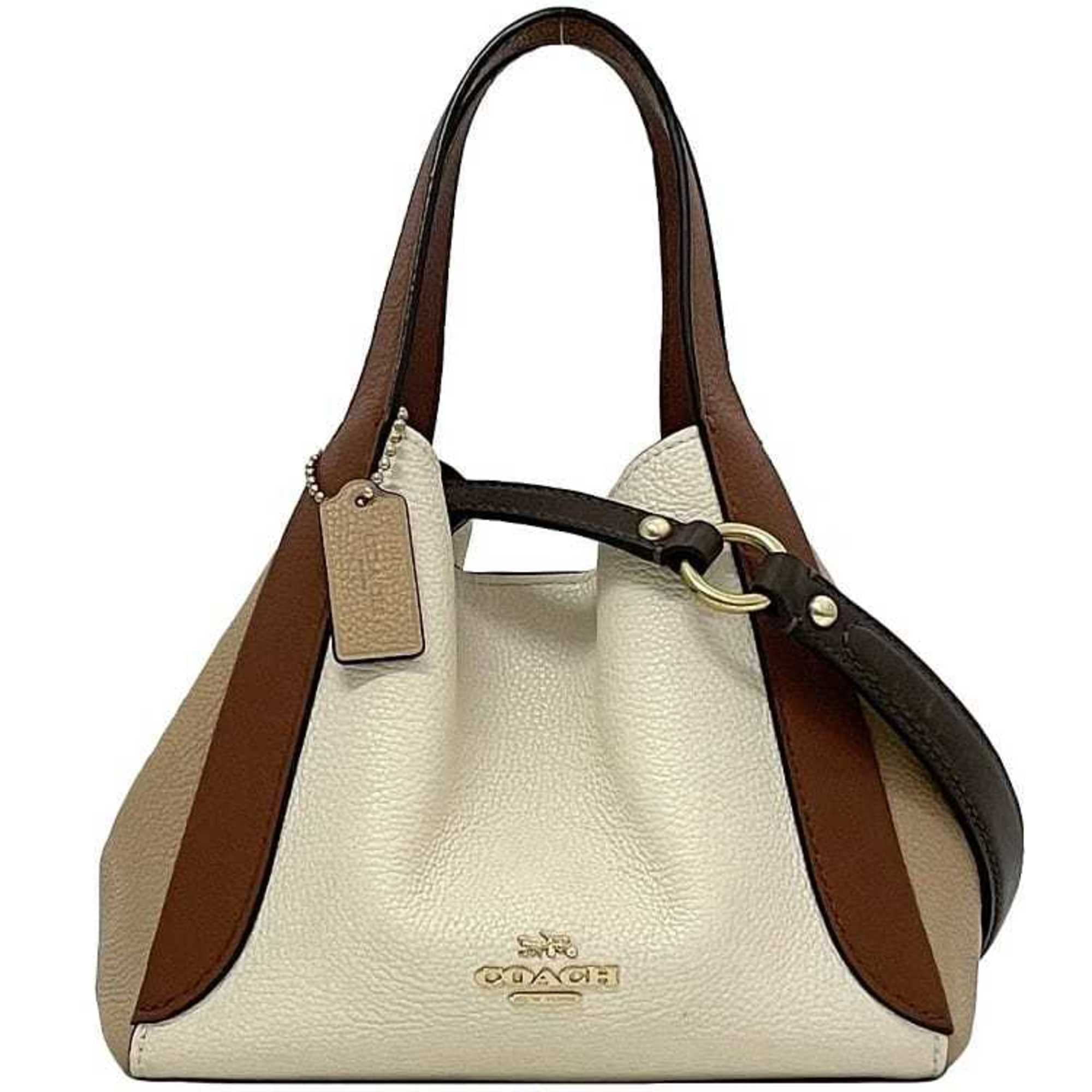 Pre-Owned Coach 2way Bag Hadley Hobo 21 f-22752 Beige White Brown 88151 ...