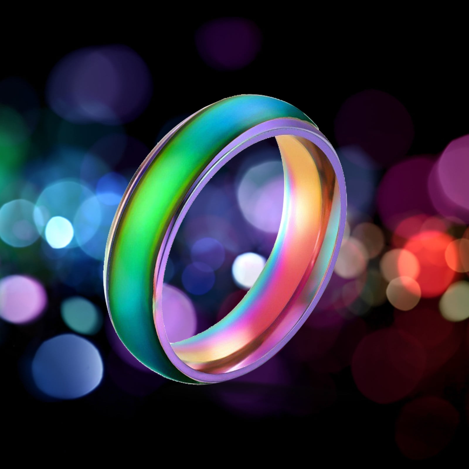 XIAQUJ Fashion Thermochromic Stainless Steel Ring Color Changing Ring ...