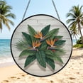 Chilfamy Round Stained Glass Window Suncatcher, Bird of Paradise Green ...