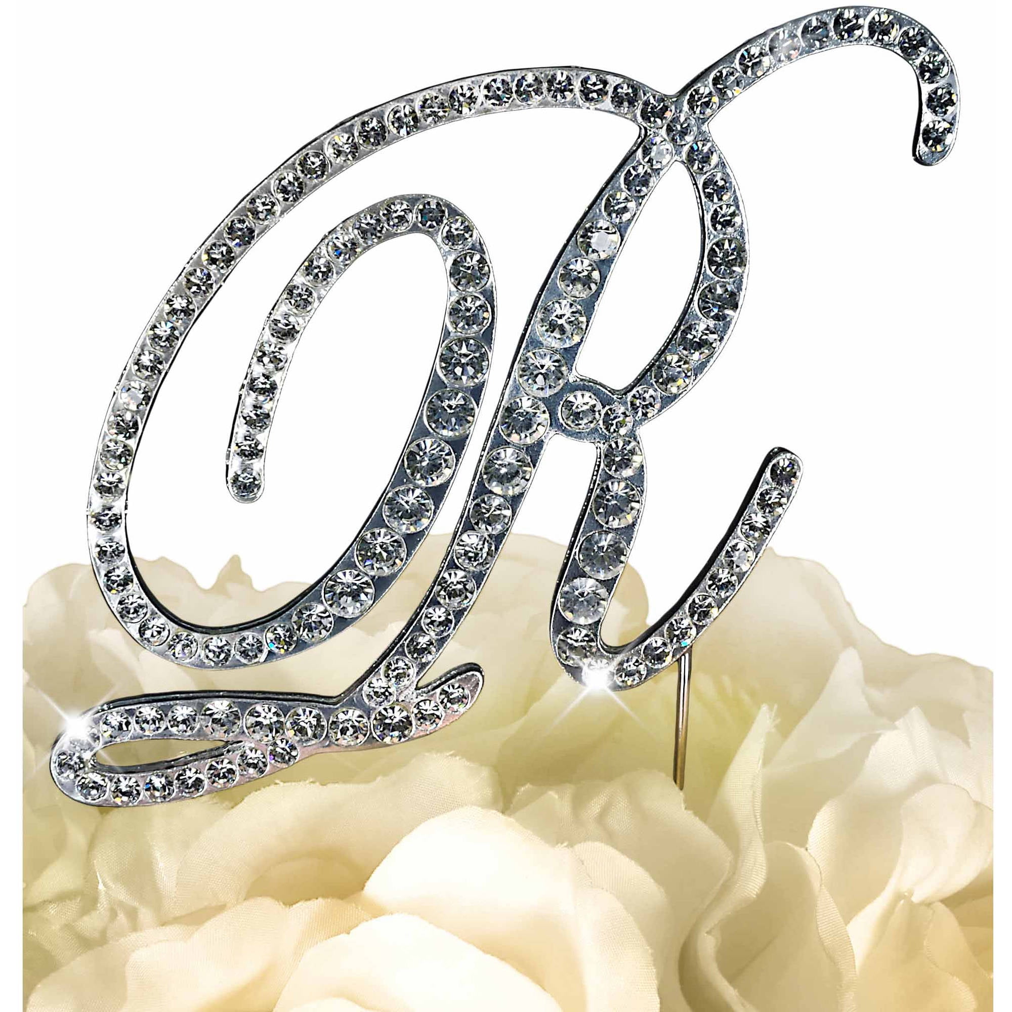 Unik Occasions Victorian Rhinestone Wedding Cake Topper, Silver ...