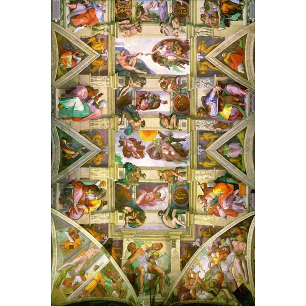 24"x36" Gallery Poster, Sistine Chapel Michelangelo's ceiling in the ...