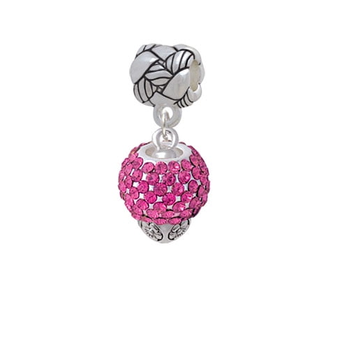 Hot Pink Crystal Sparkle Spinner - Woven Rope Charm Bead - Walmart.com