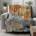 Burnt Orange Blue Blanket Soft Cozy Warm Throw Blanket for Couch, Plush ...