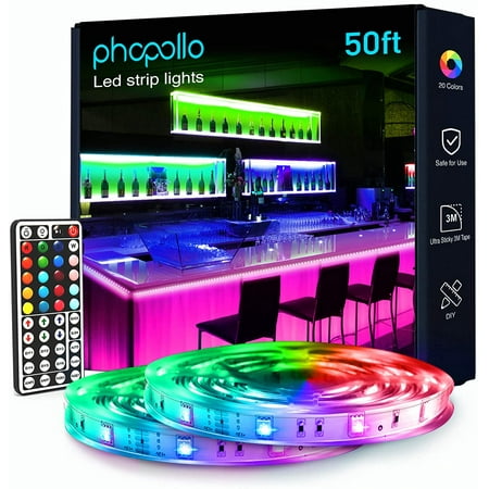 PHOPOLLO Led Lights for Bedroom Color Changing 50ft Flexible 5050 RGB ...