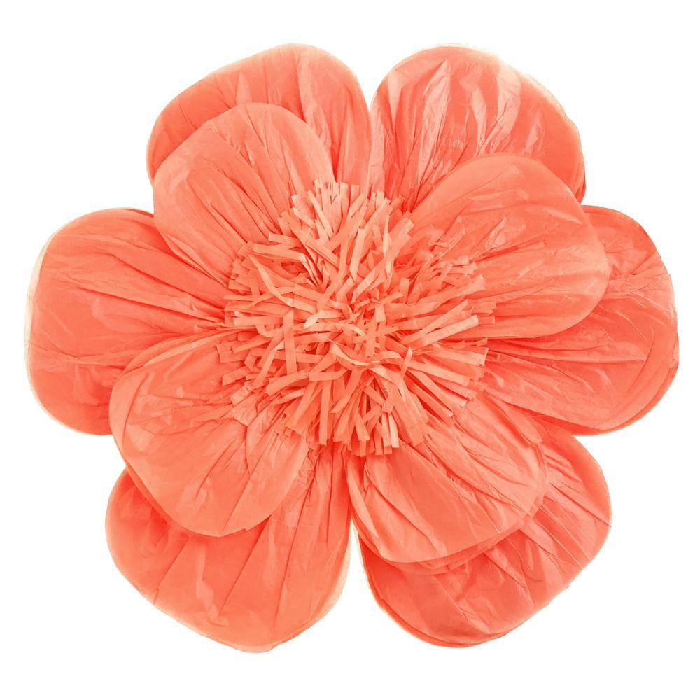 Paper Scalloped Magnolia Wall Flower, Coral, 20-Inch - Walmart.com