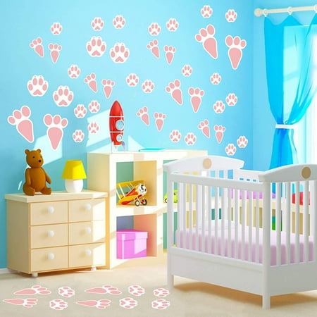 Aofa Easter Stickers Bunny Paw Prints Footprints Floor Clings Decals ...