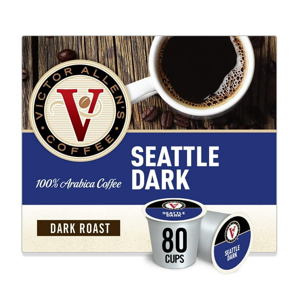 Victor Allen's Coffee Seattle Dark, Dark Roast, 80 Count, Single Serve Coffee Pods for Keurig K ...