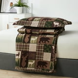 Green Essen Rustic Lodge Quilt Set, Queen/King, Reversible Moose Bear ...