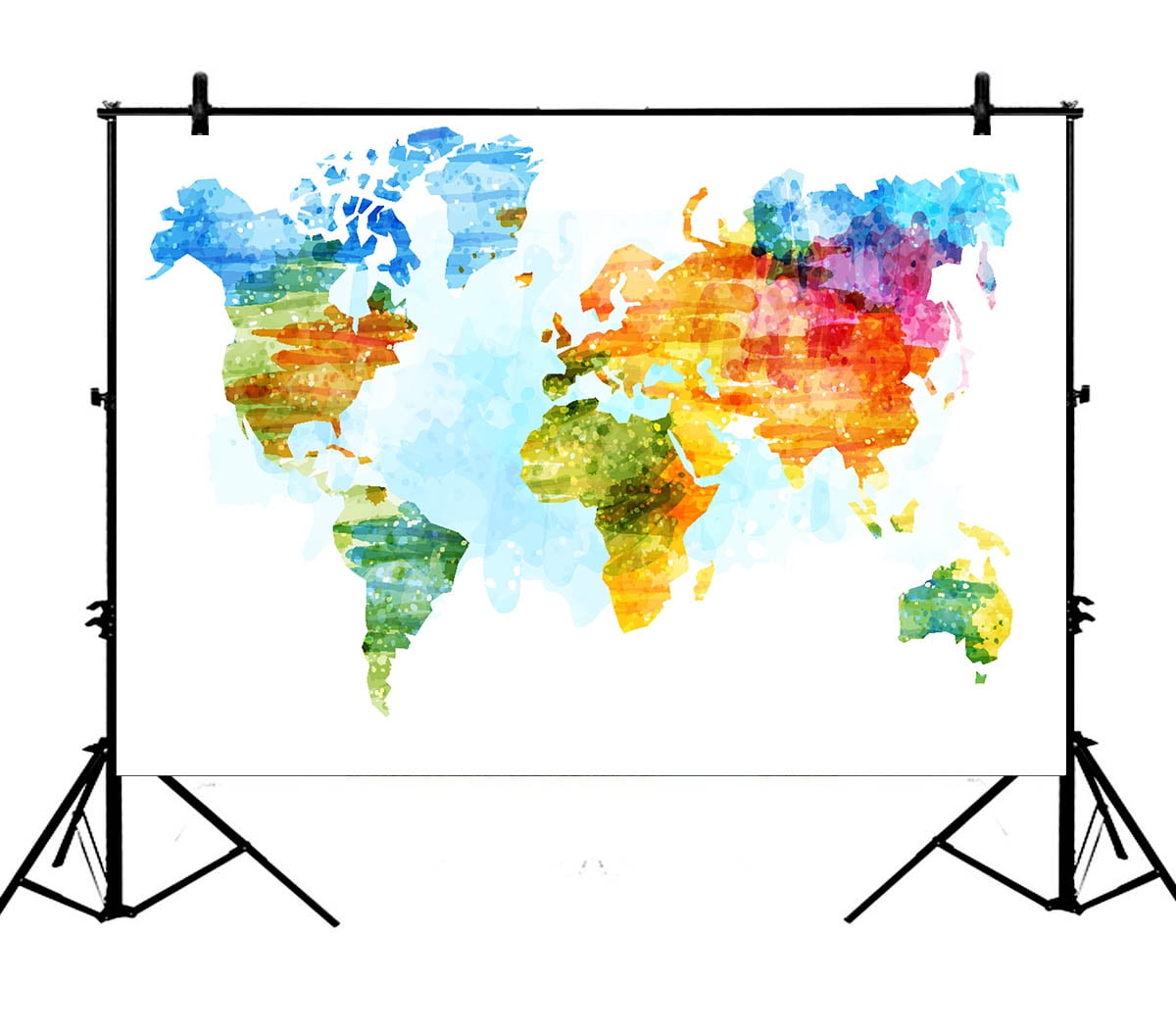 YKCG 7x5ft World Map Watercolor Photography Backdrops Polyester ...