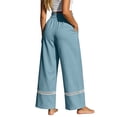 Boho Wide Leg Linen pants for Women Fringe Drawstring Scalloped Waist ...