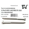x 3 316 Stainless Steel Hex Head Lag Bolts Lag Screws Marine Grade (10 ...