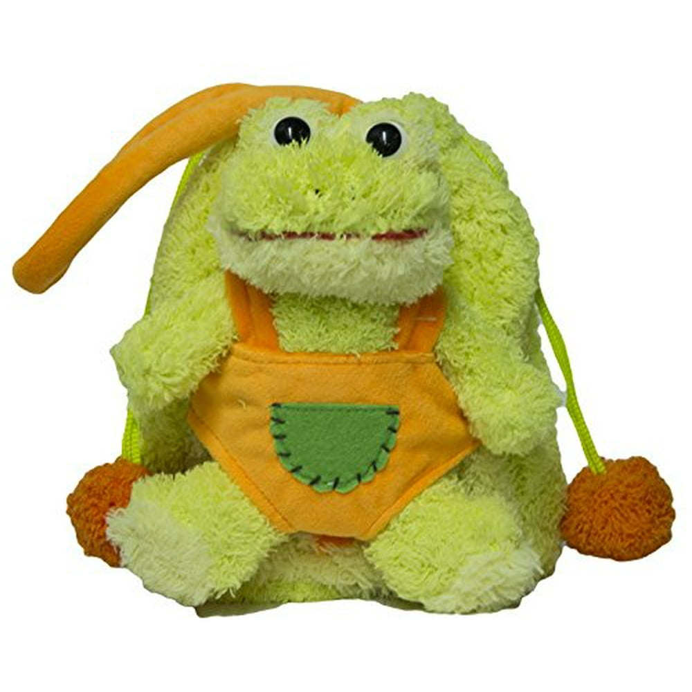 Fluffy Drawstring Animal Carrier Purse with Removable Plush Toy (Green ...