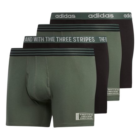 adidas Men's Core Stretch Cotton Boxer Brief Underwear (4-Pack), Green ...