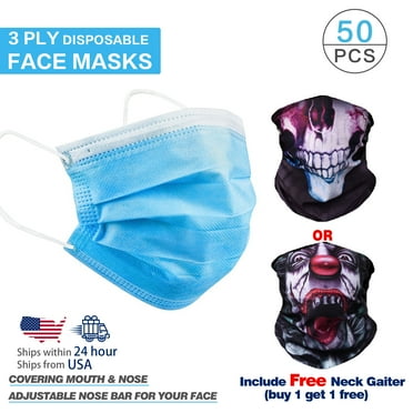 Disposable Face Mask - Pack of 50 Single Use Protective Masks With 3 ...